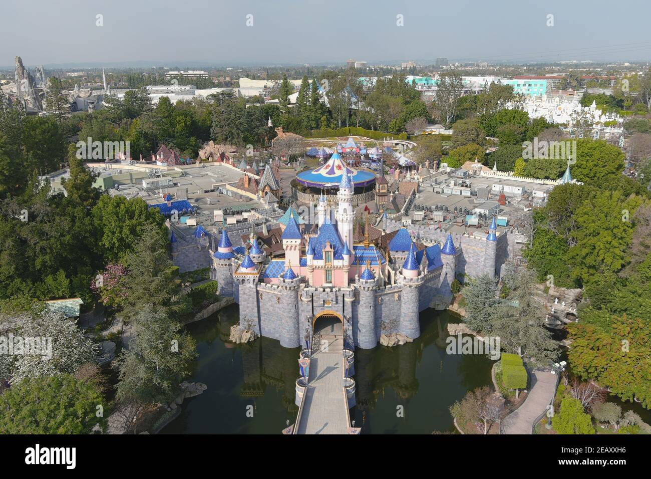 An aerial view of Sleeping Beauty Castle at Disneyland Park, Wednesday ...