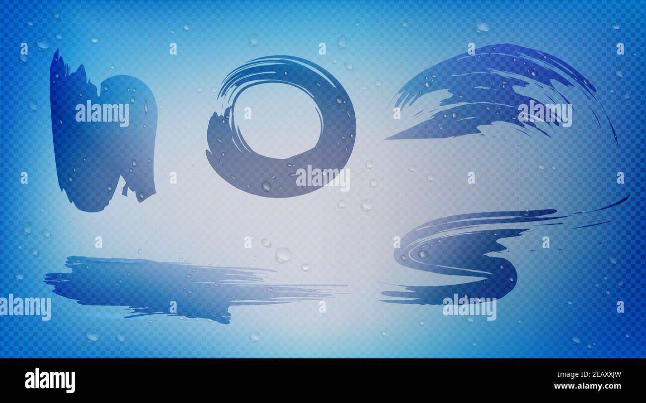 Wipe stains on glass with condensation water drops, window surface ...