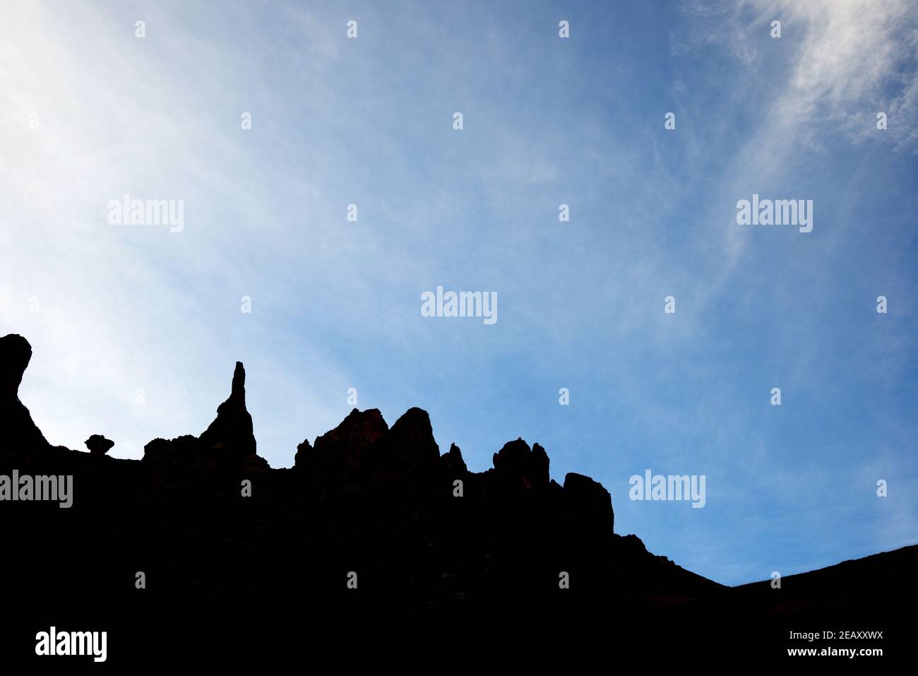 Silhouette of a rocky pinnacle in Canfranc Valley, Huesca province ...