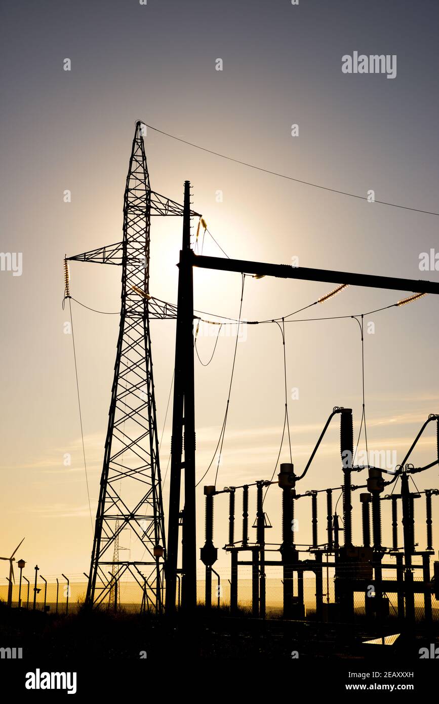 Electrical substation view in Huesca province, Aragon in Spain Stock ...