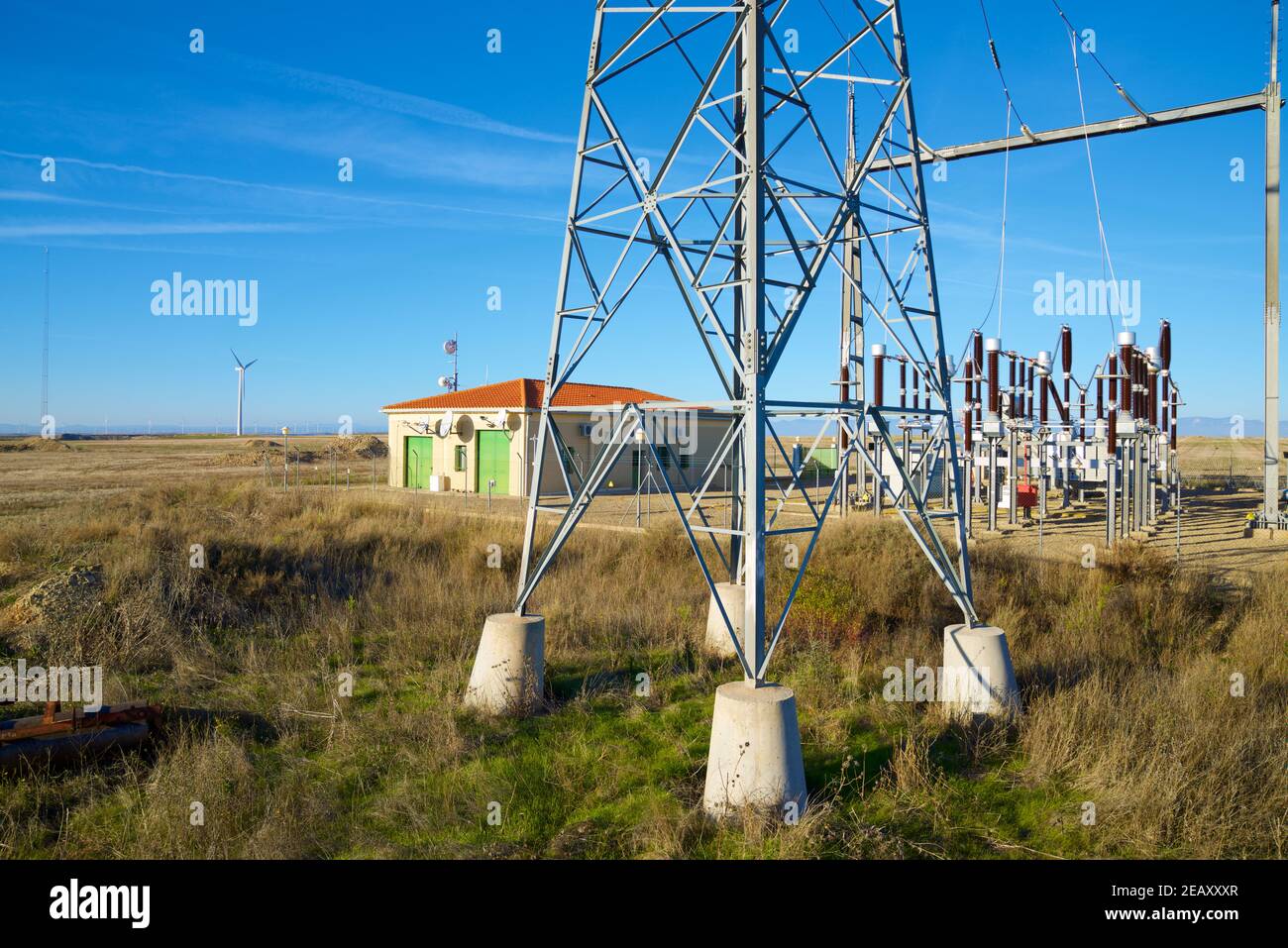 Closeup of an electrical substation, Huesca Province, Aragon in Spain ...