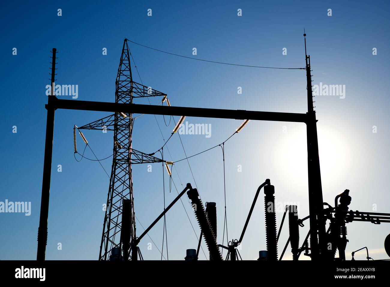 Electrical substation view in Huesca province, Aragon in Spain Stock ...