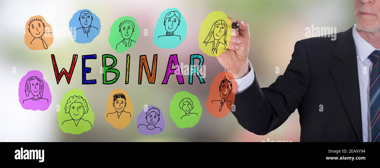 Businessman drawing a webinar concept Stock Photo - Alamy