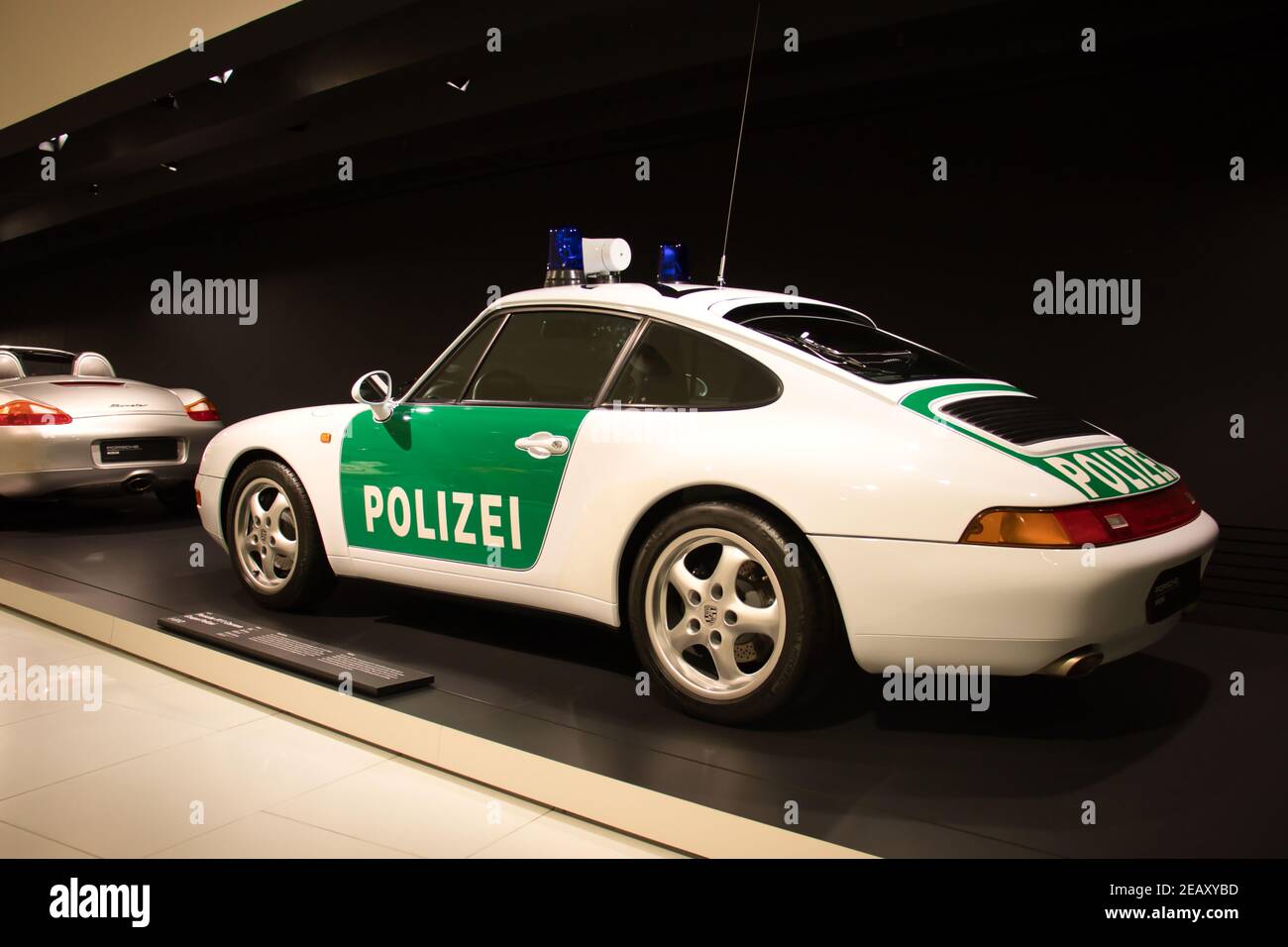 Police, polizei, car at the Porsche museum in Stuttgart, Germany Stock ...