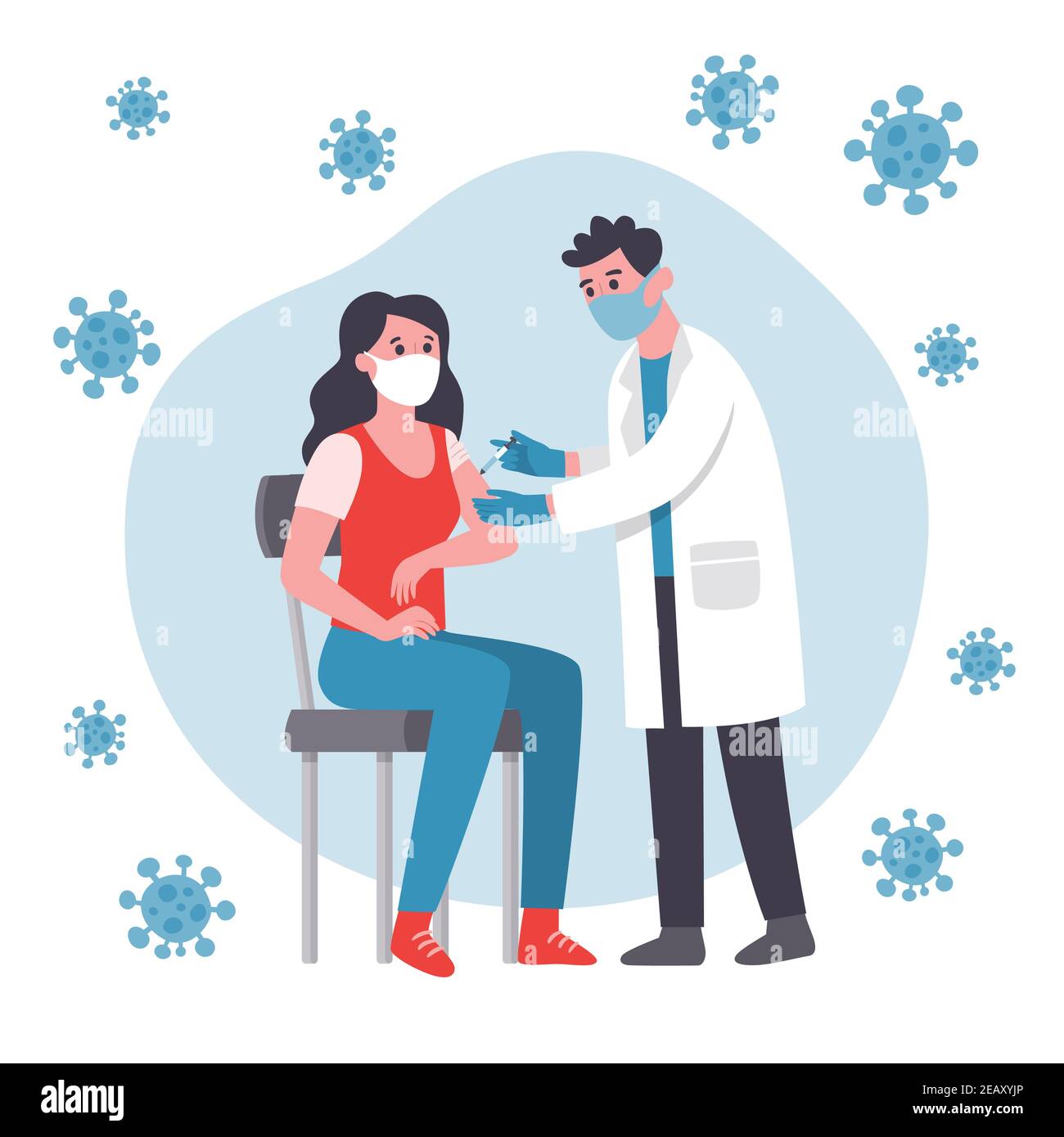 Doctor injecting vaccine to a patient illustrated Vector illustration ...