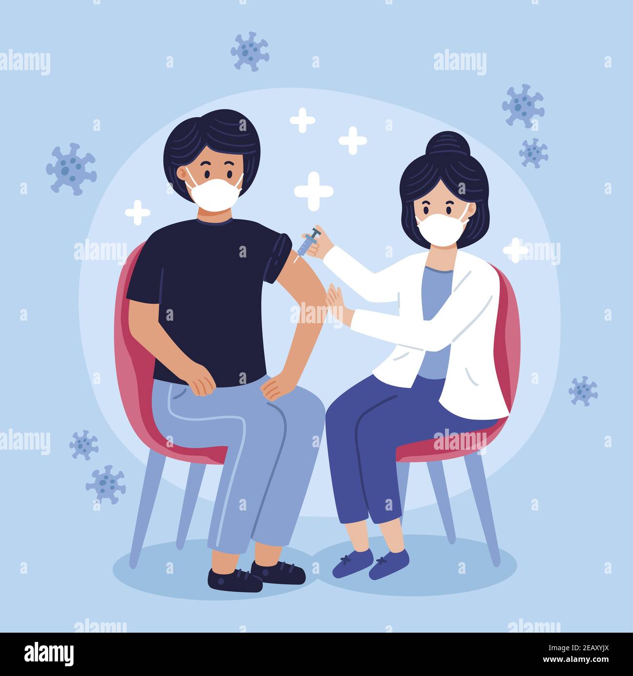 Doctor injecting vaccine to a patient Vector illustration Stock Vector ...