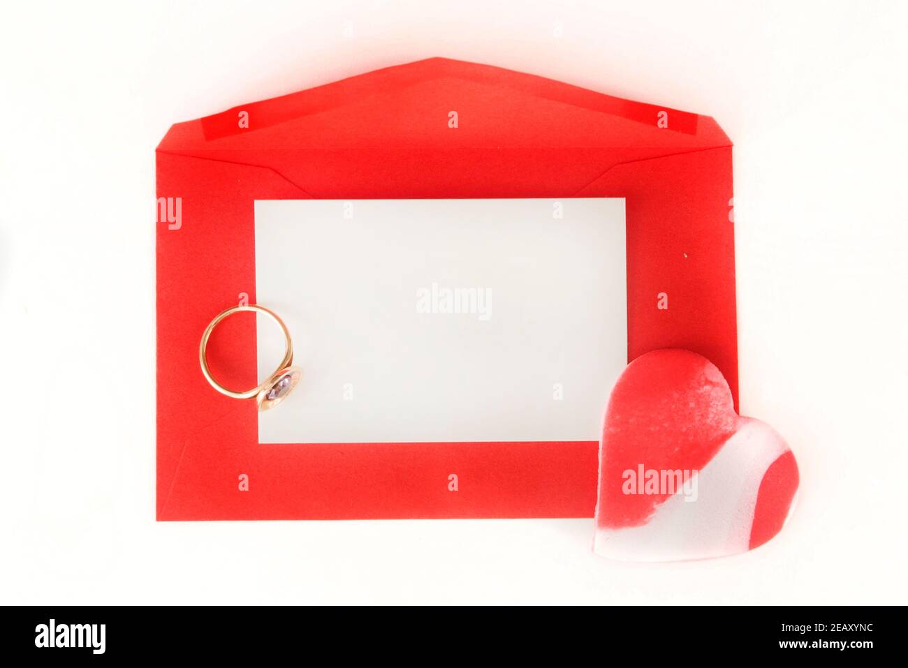 red letter envelope on white background Stock Photo - Alamy