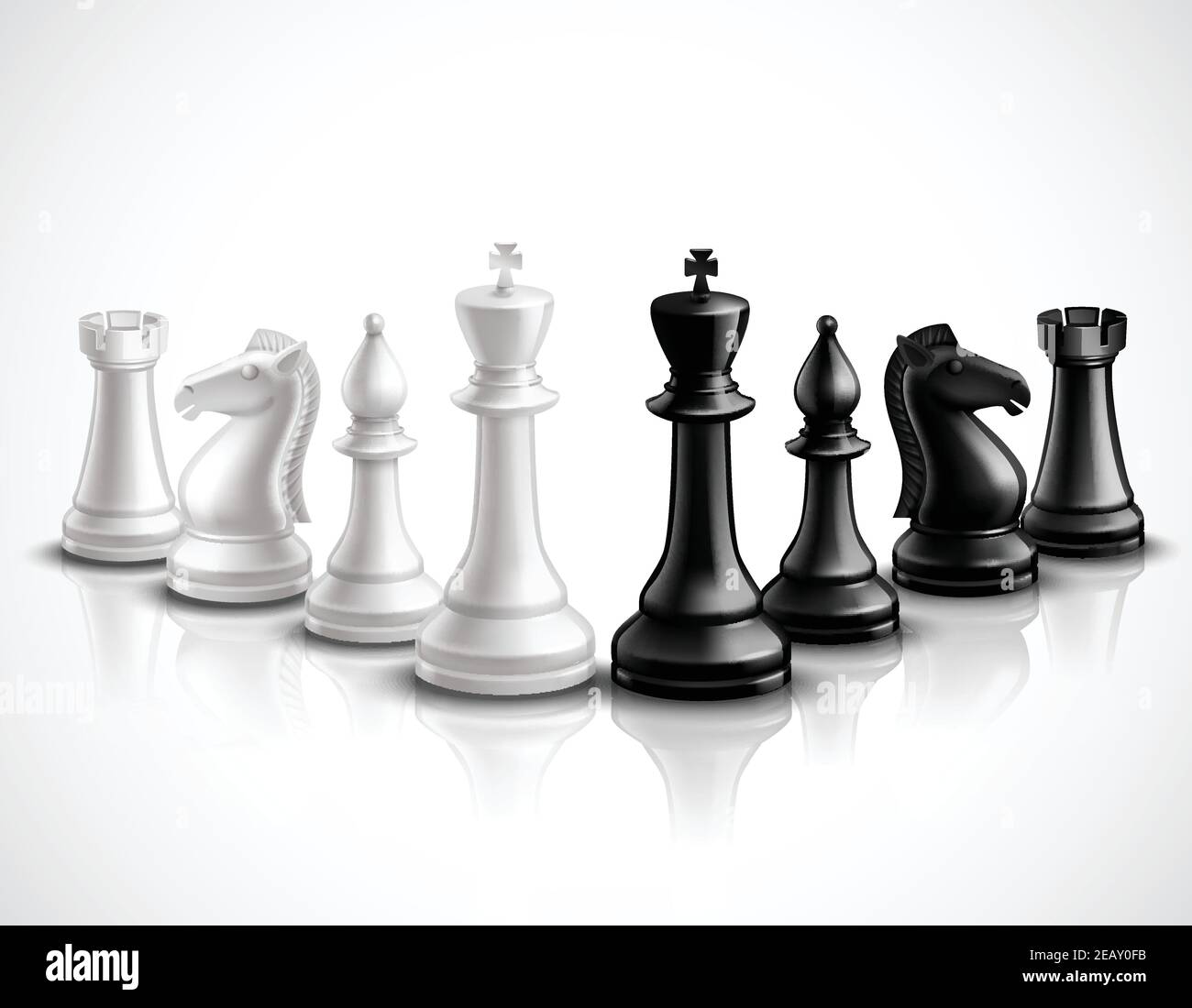 Realistic chess game pieces 3d icons set with reflection vector ...