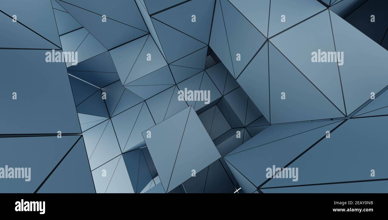 abstract blue cube geometric shape 3d render illustration Stock Photo ...