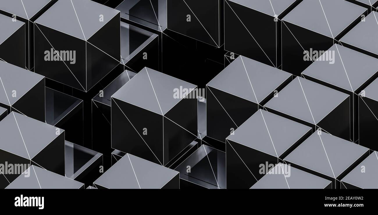 Abstract Black Cube Geometric Shape Background 3d Render Illustration