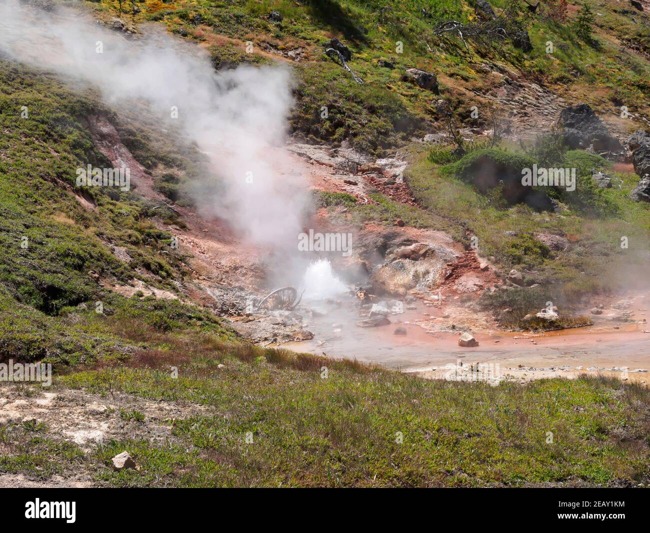 Yellowstone National Park, Artists Paintpots, Blood Geyser Stock Photo ...