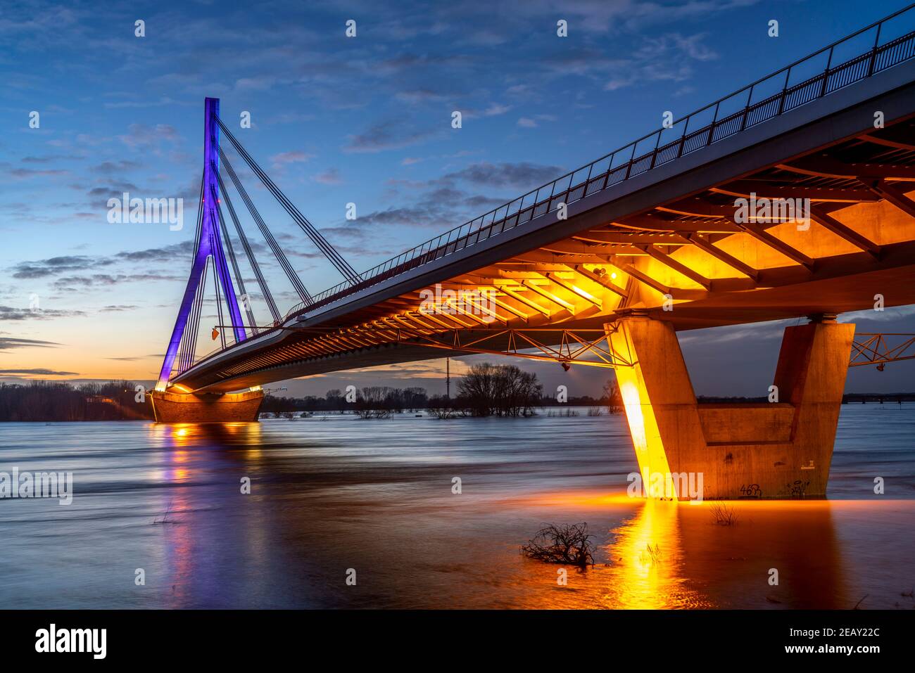 The Rhine bridge in Wesel, Lower Rhine bridge, road bridge of the ...