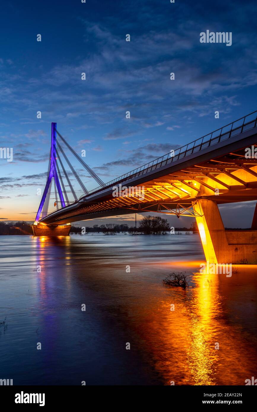 The Rhine bridge in Wesel, Lower Rhine bridge, road bridge of the ...