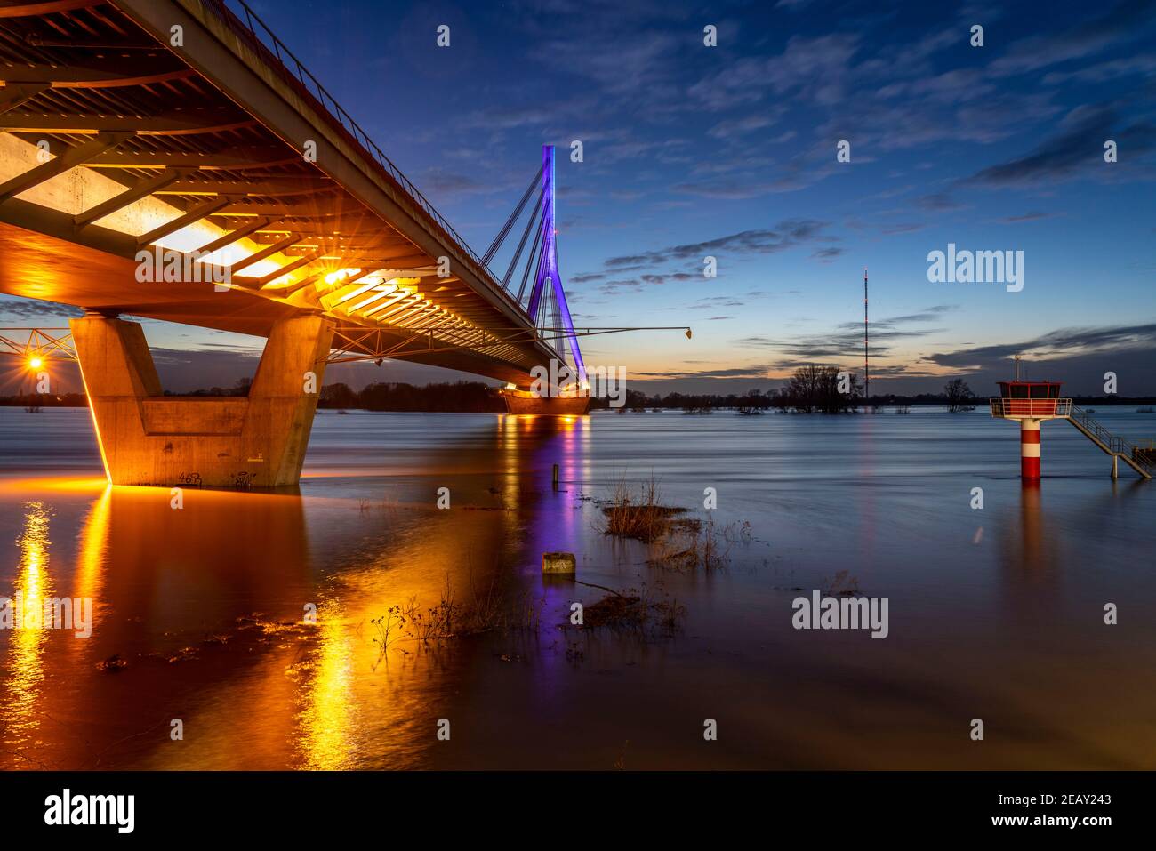 The Rhine bridge in Wesel, Lower Rhine bridge, road bridge of the ...