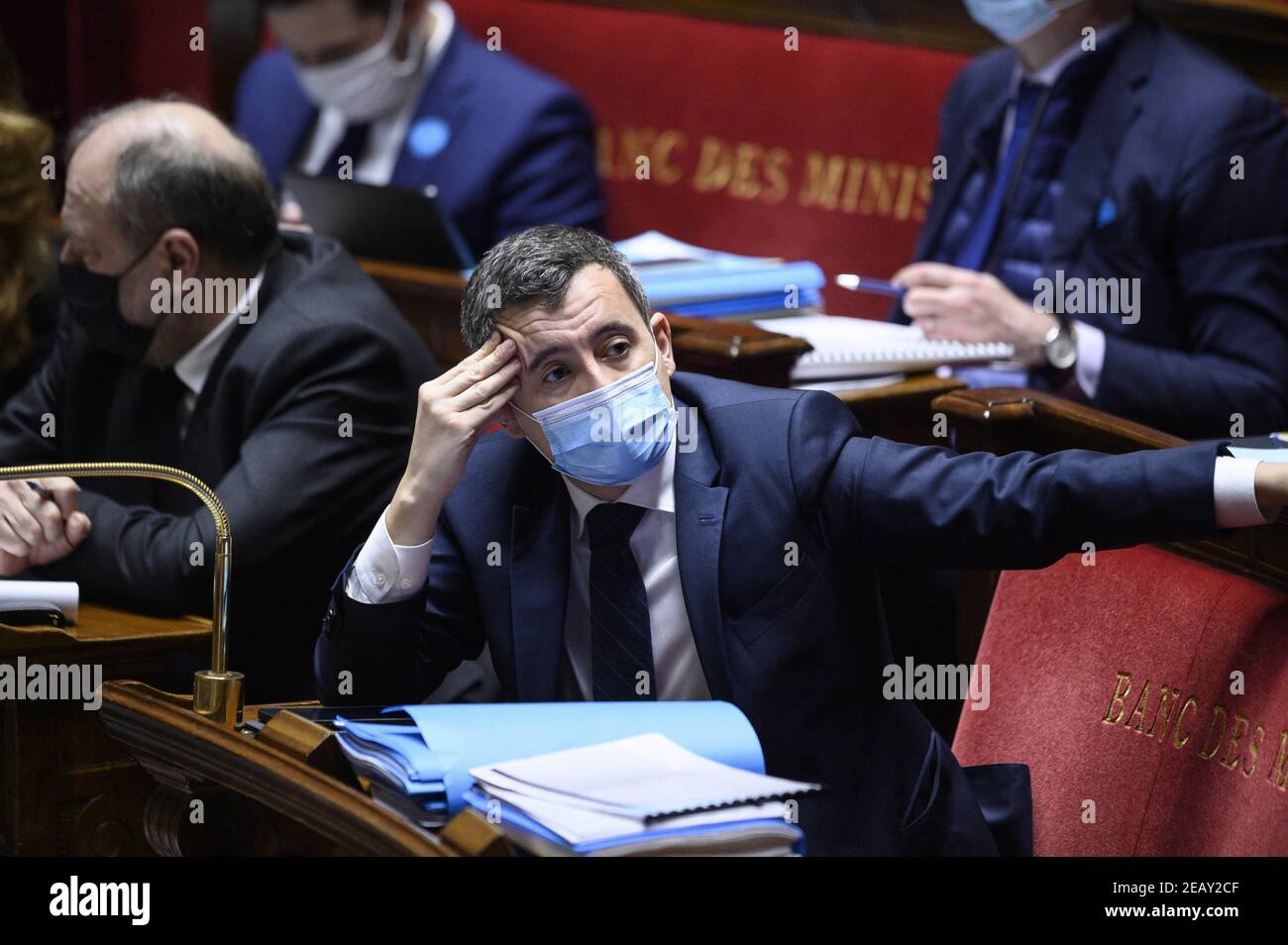 French Interior Minister Gerald Darmanin during the debates of the law ...