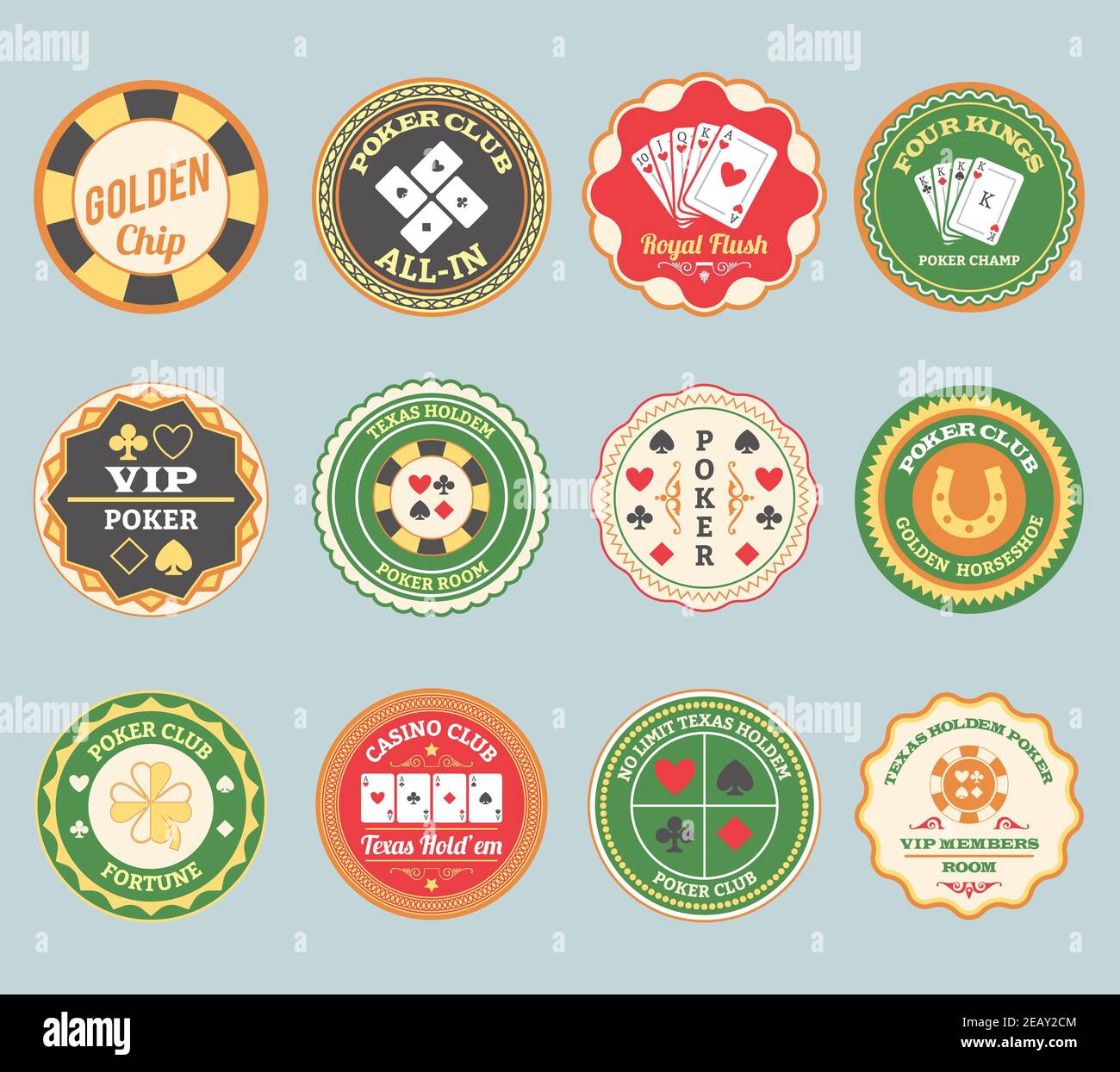 Casino online club traditional poker retro labels collection for ...