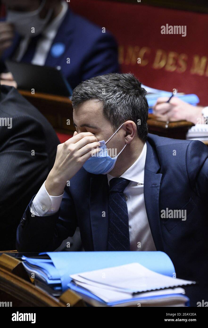 French Interior Minister Gerald Darmanin during the debates of the law ...