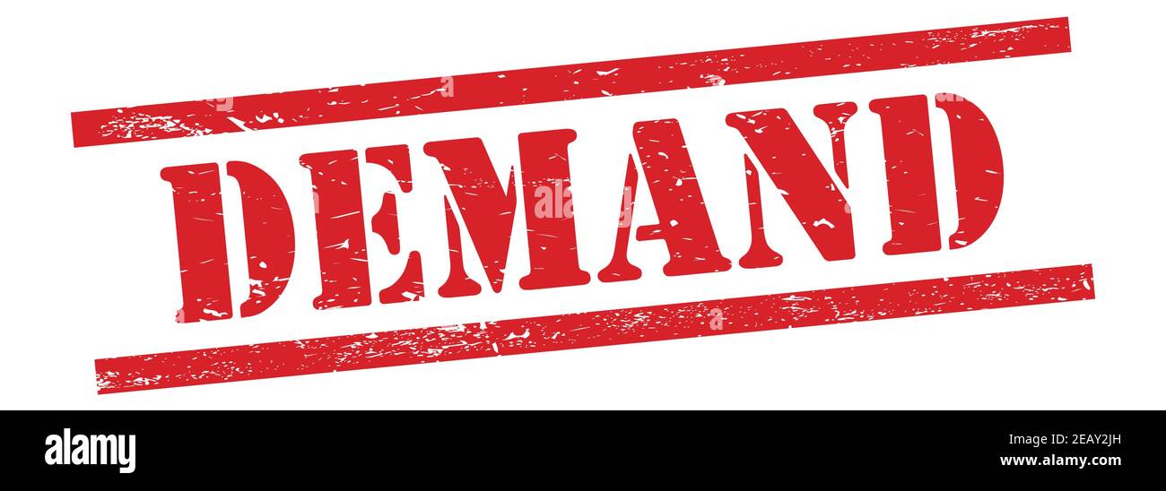 DEMAND text on red grungy vintage rubber stamp Stock Photo - Alamy