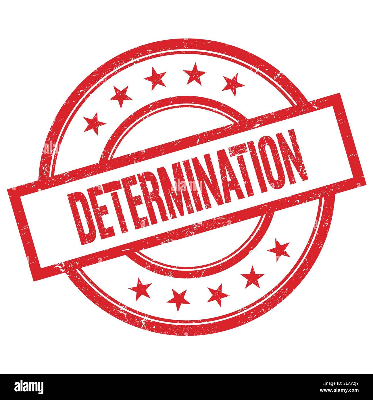DETERMINATION text written on red round vintage rubber stamp Stock ...