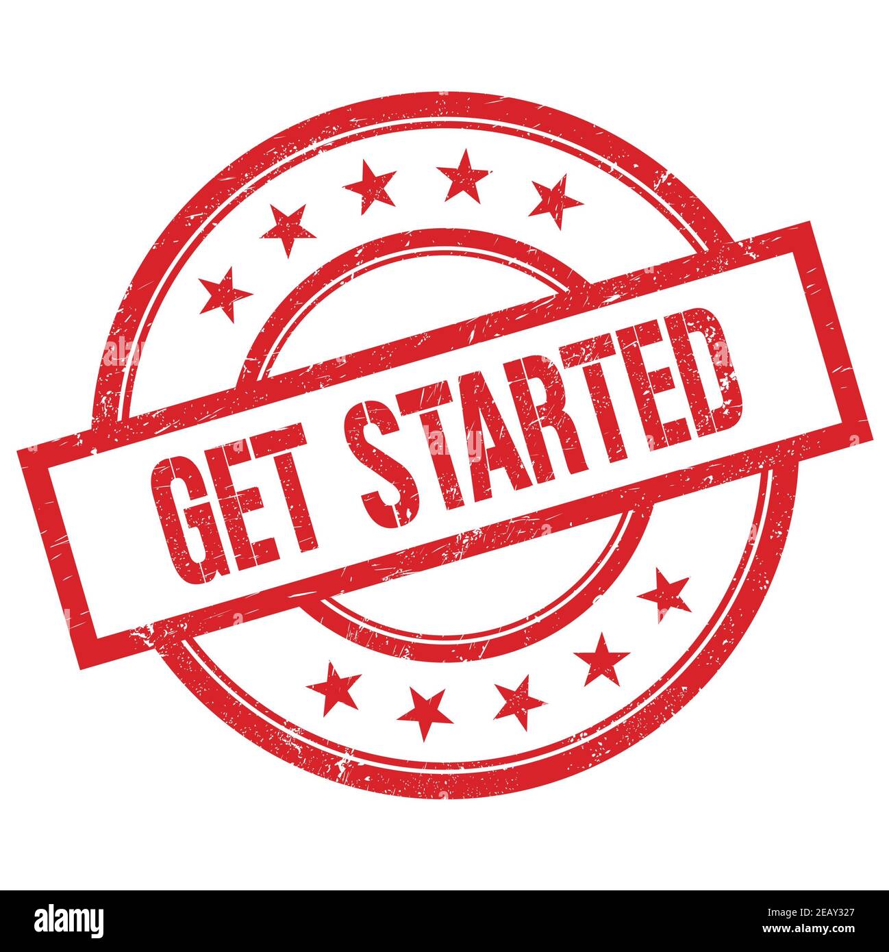 GET STARTED text written on red round vintage rubber stamp Stock Photo ...