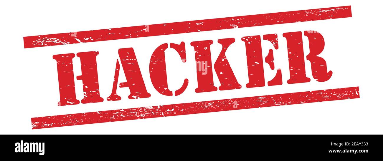 HACKER text on red grungy vintage rubber stamp Stock Photo - Alamy