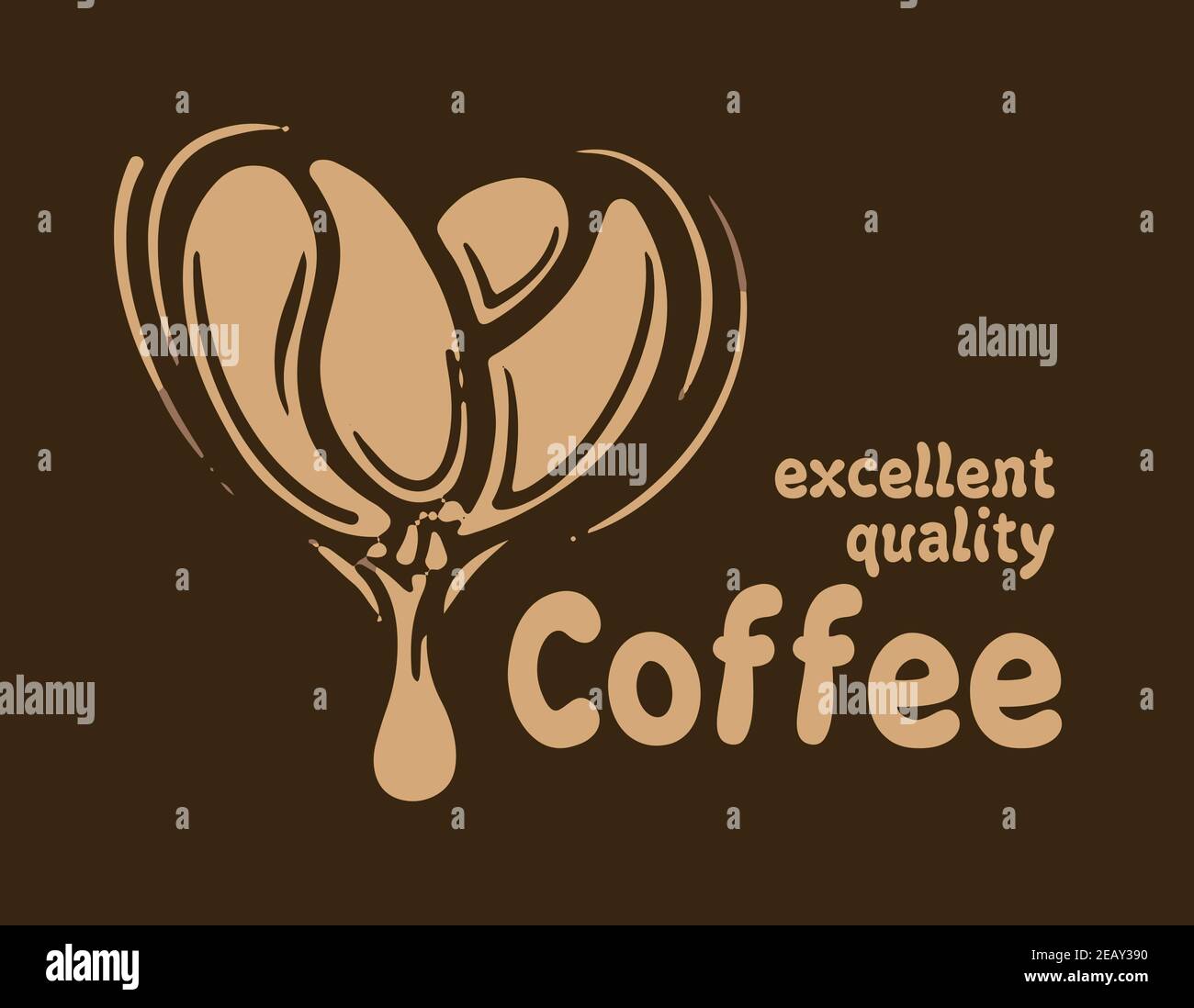 Vector logo with coffee beans drawn on a dark background Stock Vector ...