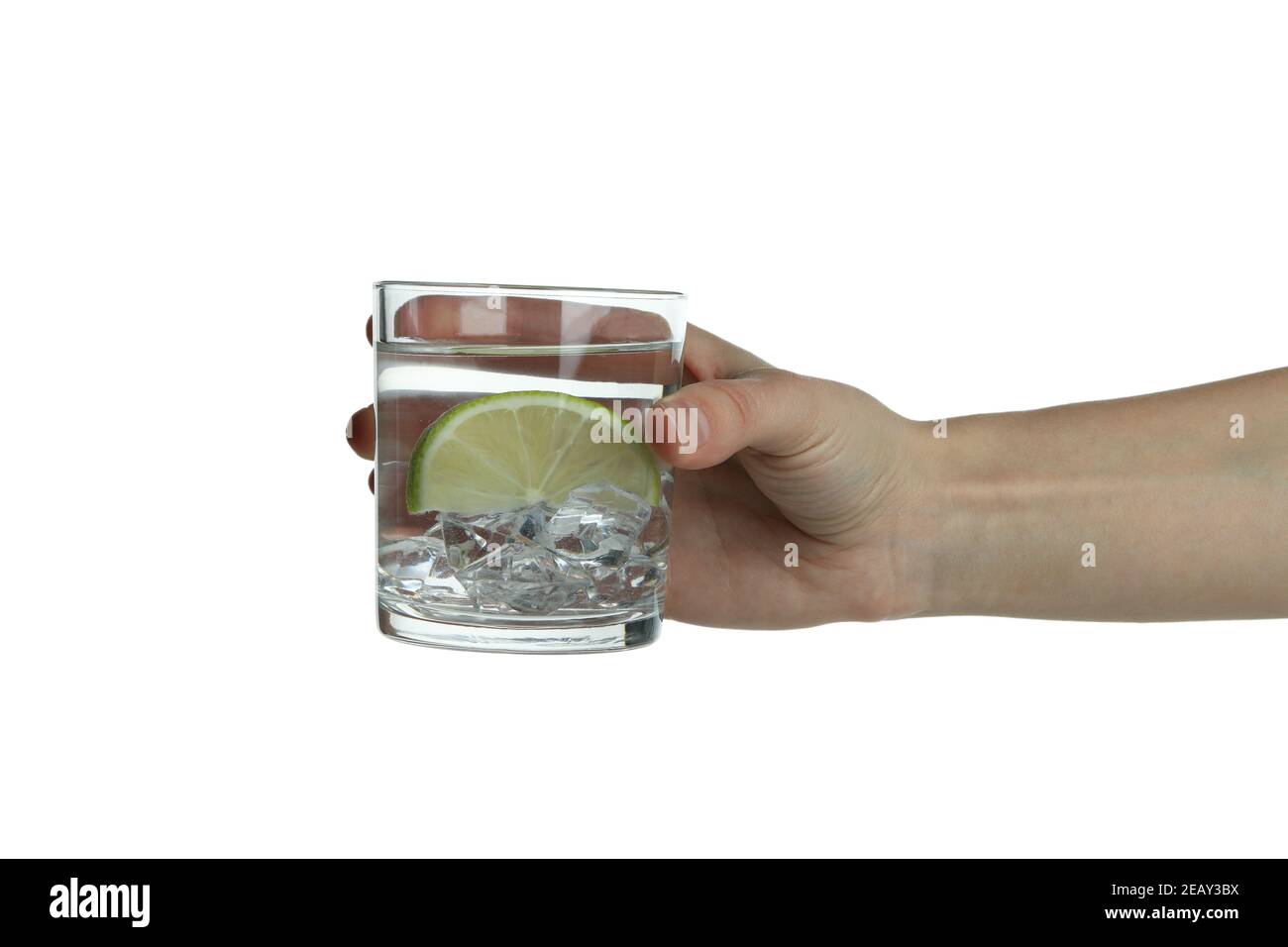 Female hand hold glass of vodka, isolated on white background Stock ...