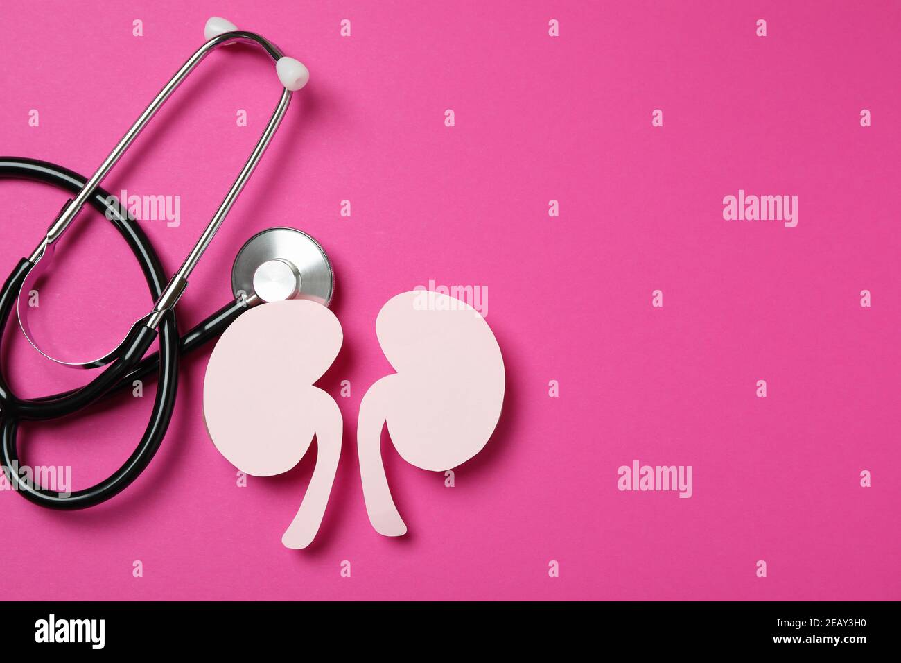 Paper kidneys and stethoscope on pink background Stock Photo - Alamy