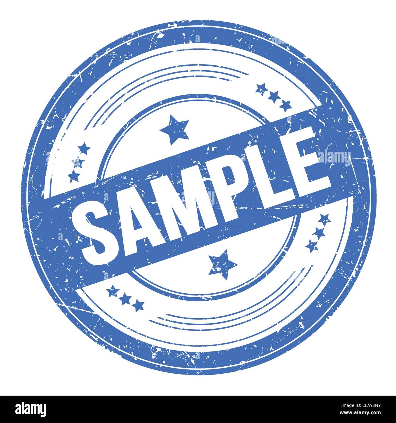 SAMPLE text on blue round grungy texture stamp Stock Photo - Alamy