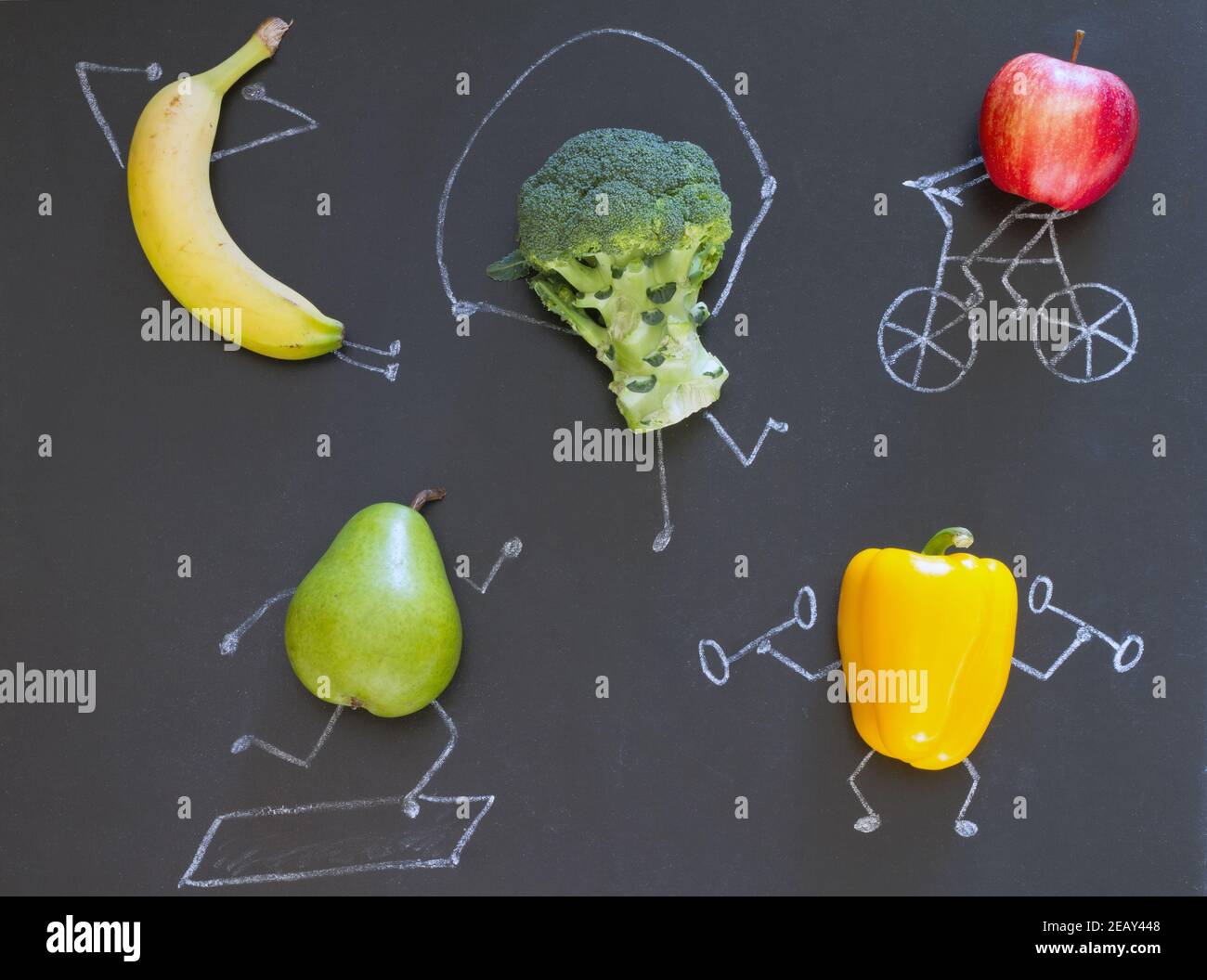 Healthy lifestyle, fitness concept. Fruits and vegetables workout on ...