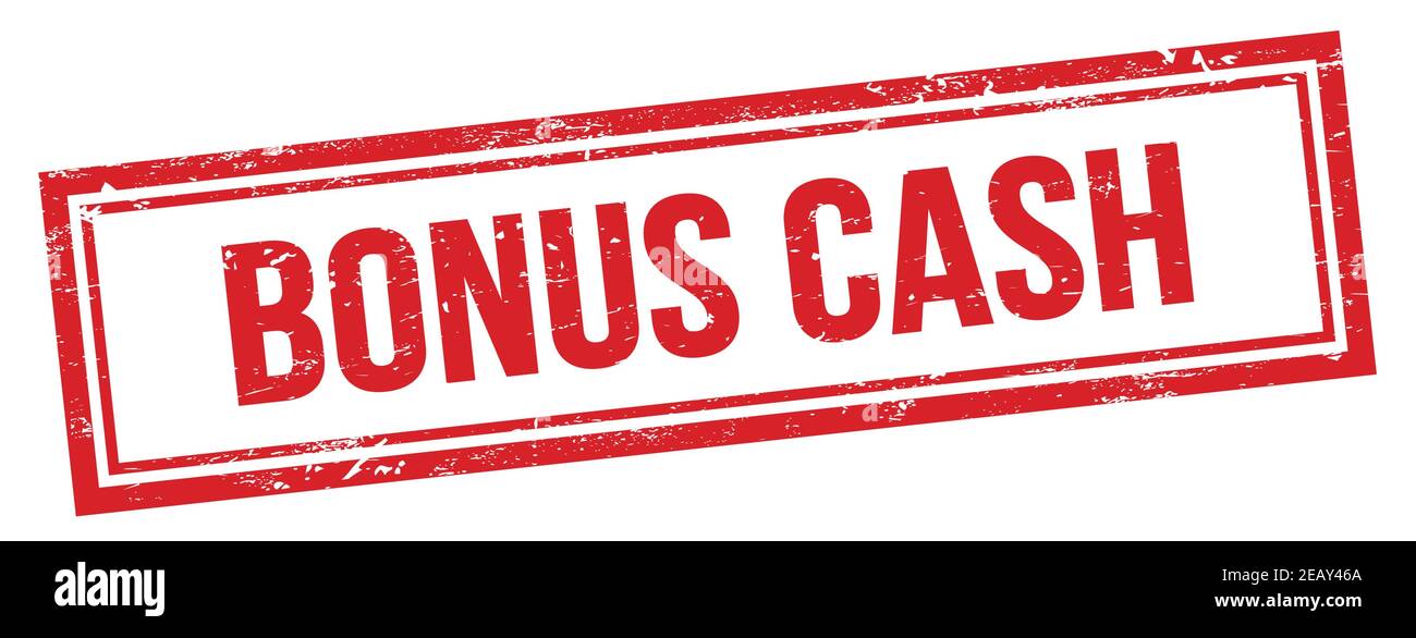 BONUS CASH text on red grungy vintage rectangle stamp Stock Photo - Alamy