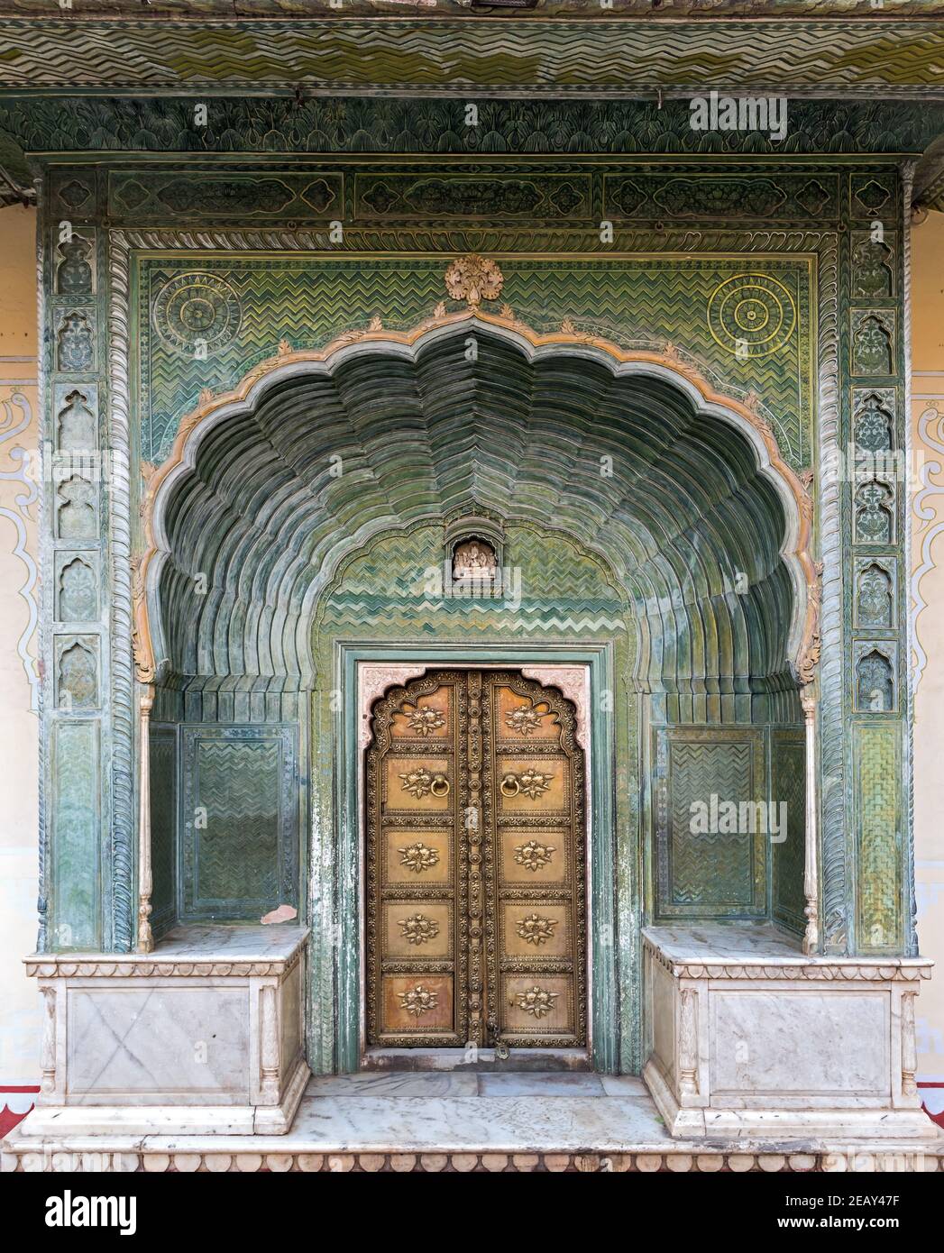 The Green Gate or Spring Gate at the City Palace of Jaipur in Rajasthan ...