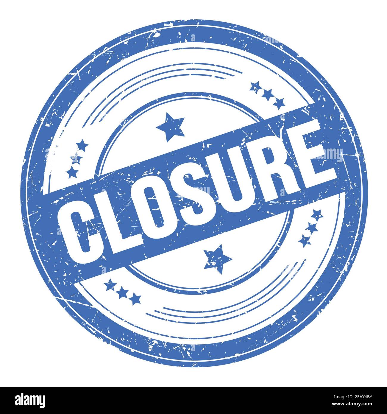 CLOSURE text on blue round grungy texture stamp Stock Photo - Alamy