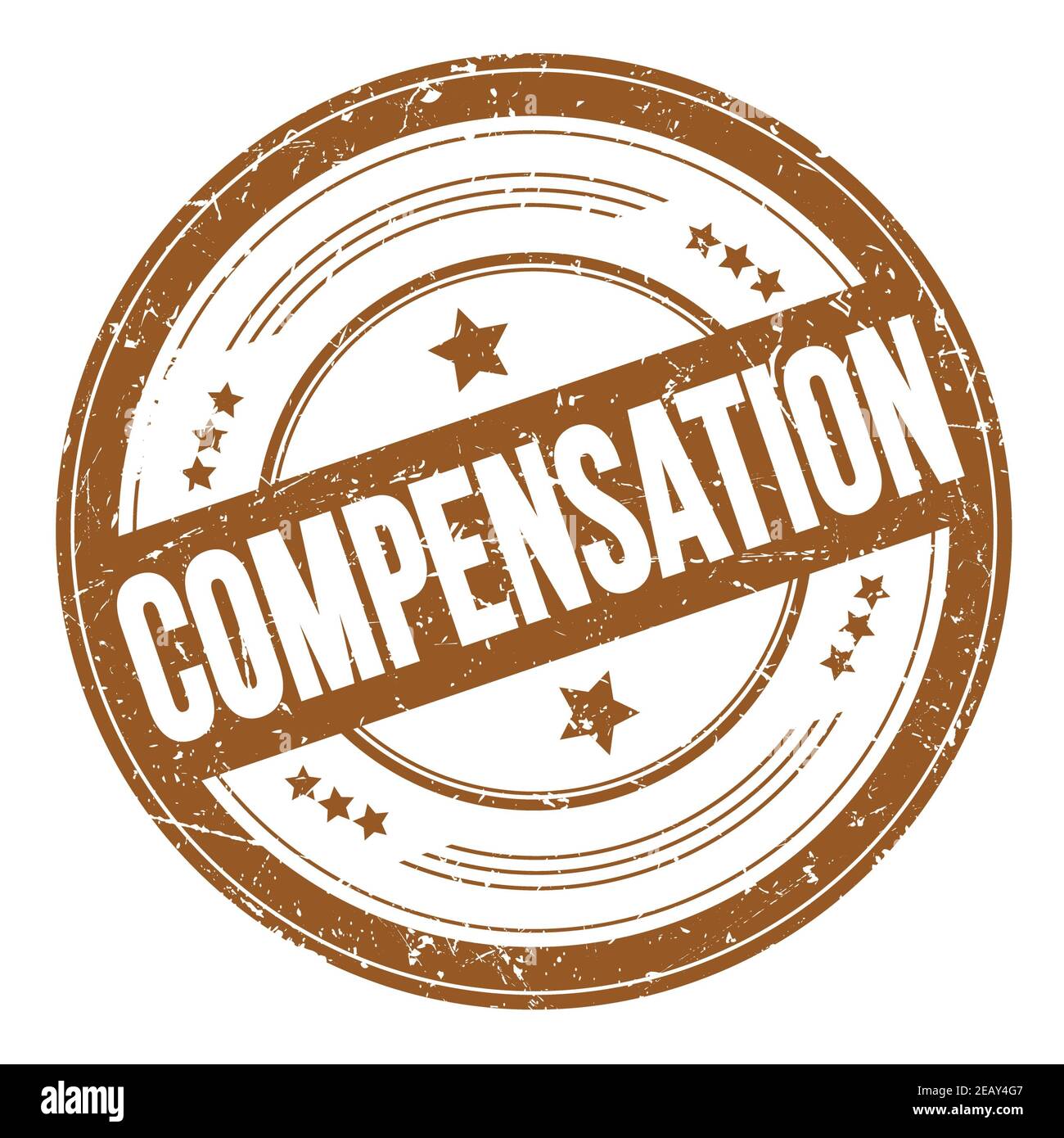 COMPENSATION text on brown round grungy texture stamp Stock Photo - Alamy