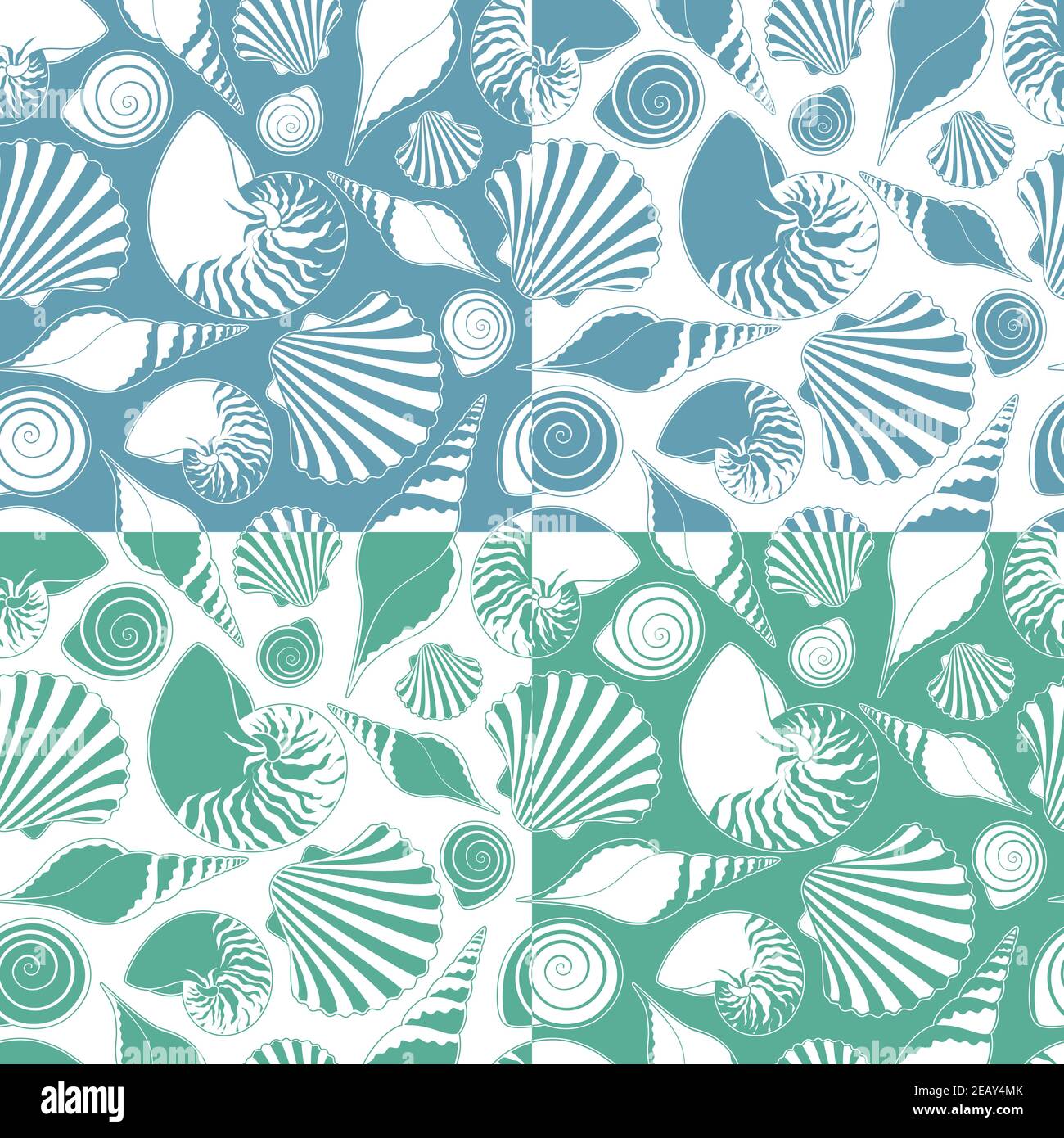 Set of vector seamless patterns with sea shells. Marine background ...
