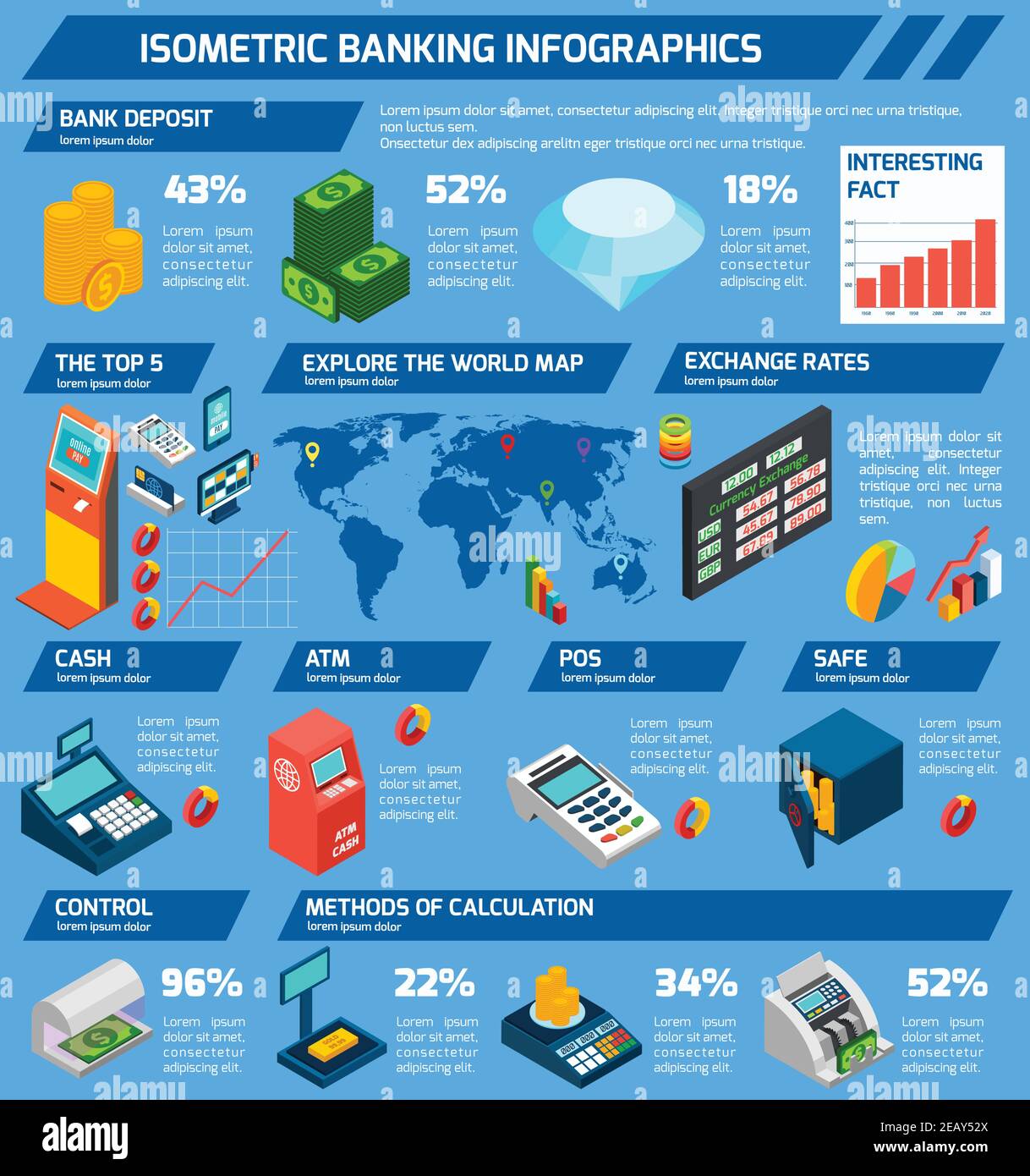 Isometric banking infographics set with money machines symbols and ...