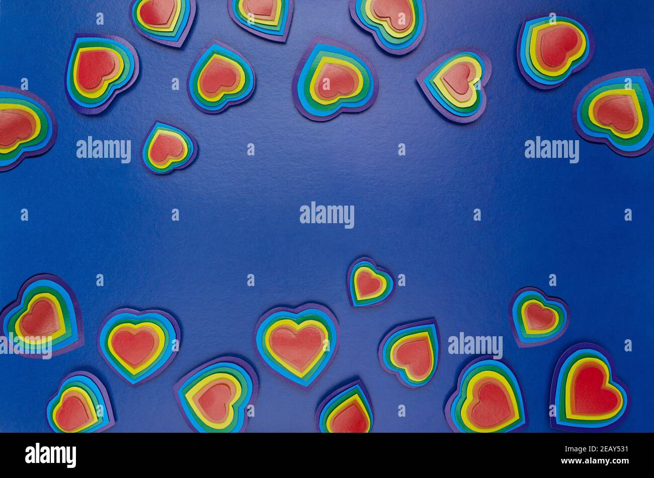 Lgbt Valentines day background - rainbow hearts as decorative border on ...