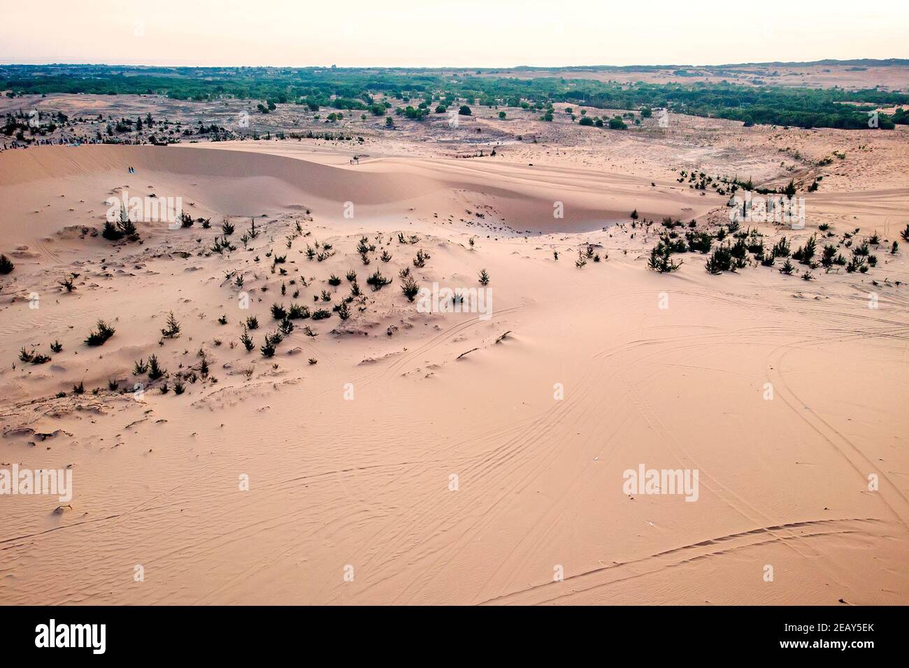White sand dunes at Mui Ne, Vietnam. top view, aerial view Stock Photo ...