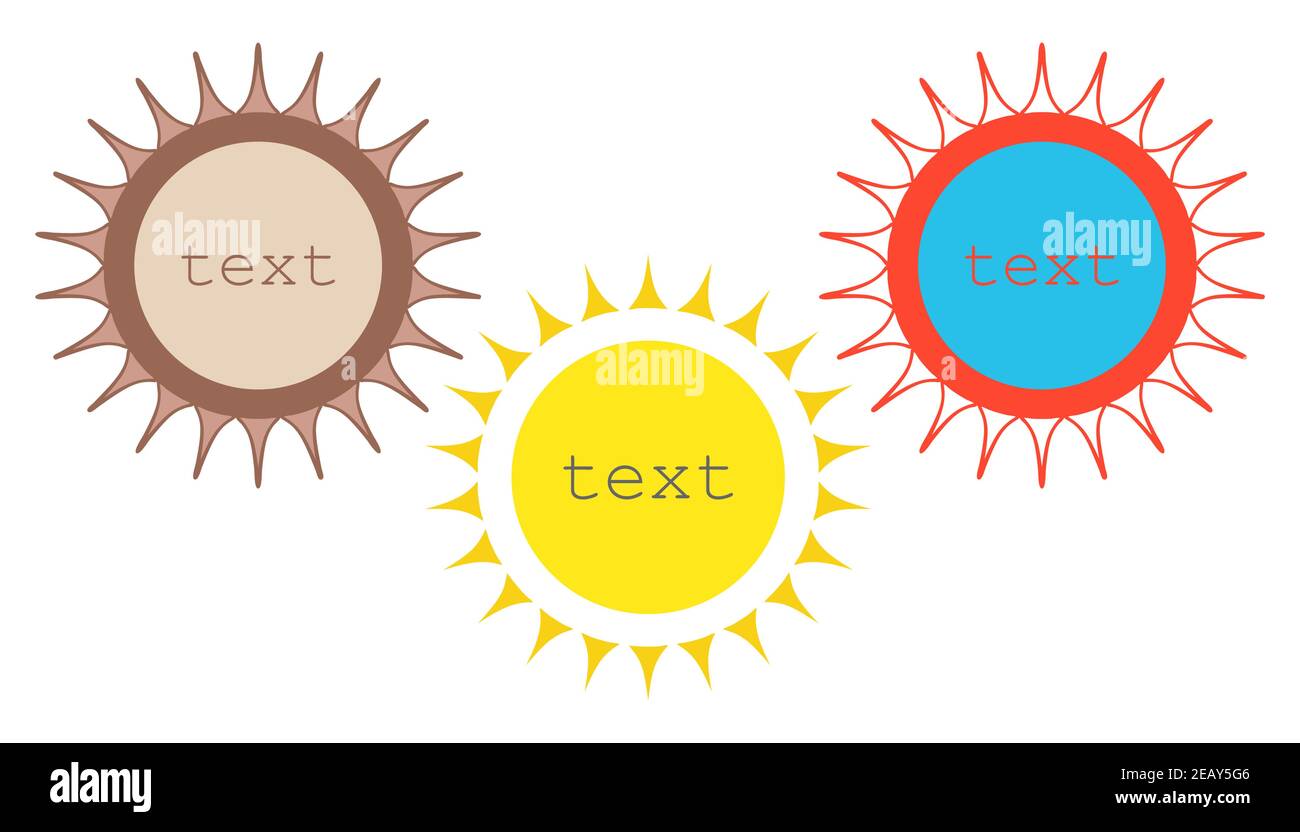 Decorative Frames Set. Sun circle border collection, different design ...