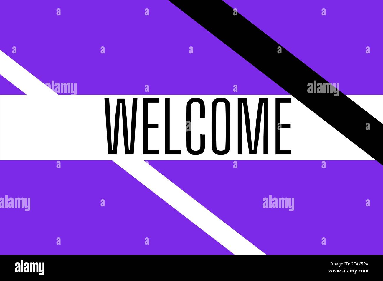 Welcome poster with text with blue background Stock Photo - Alamy