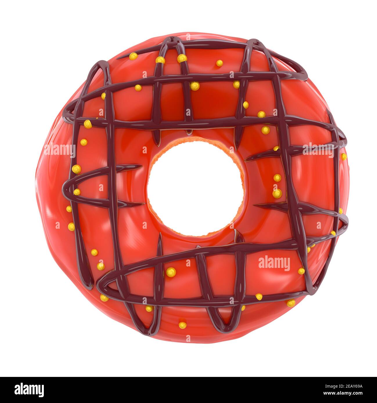 Glazed donut with sprinkles on a white background front view Stock ...