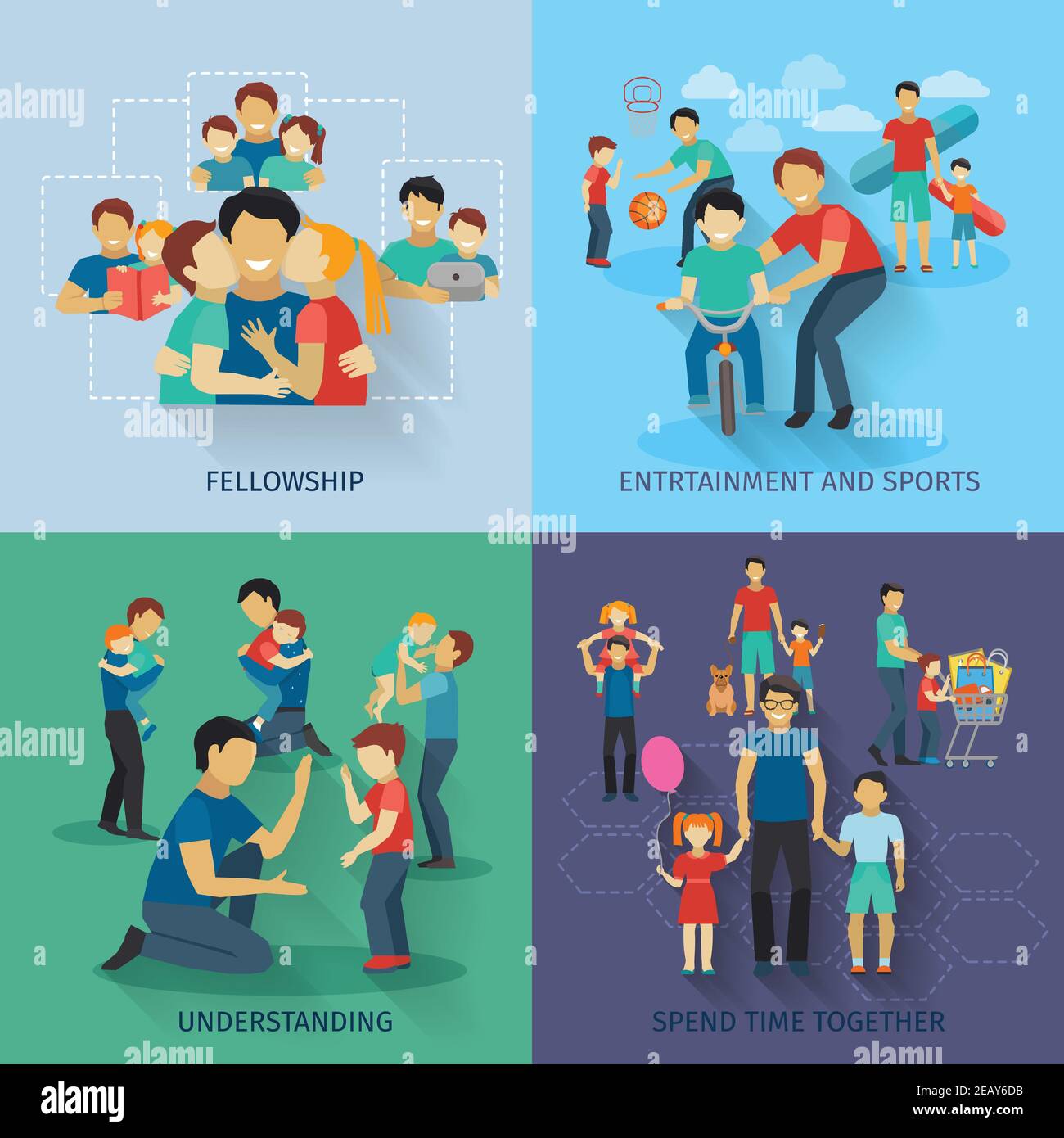 Fatherhood design concept set with fellowship sports and entertainment ...