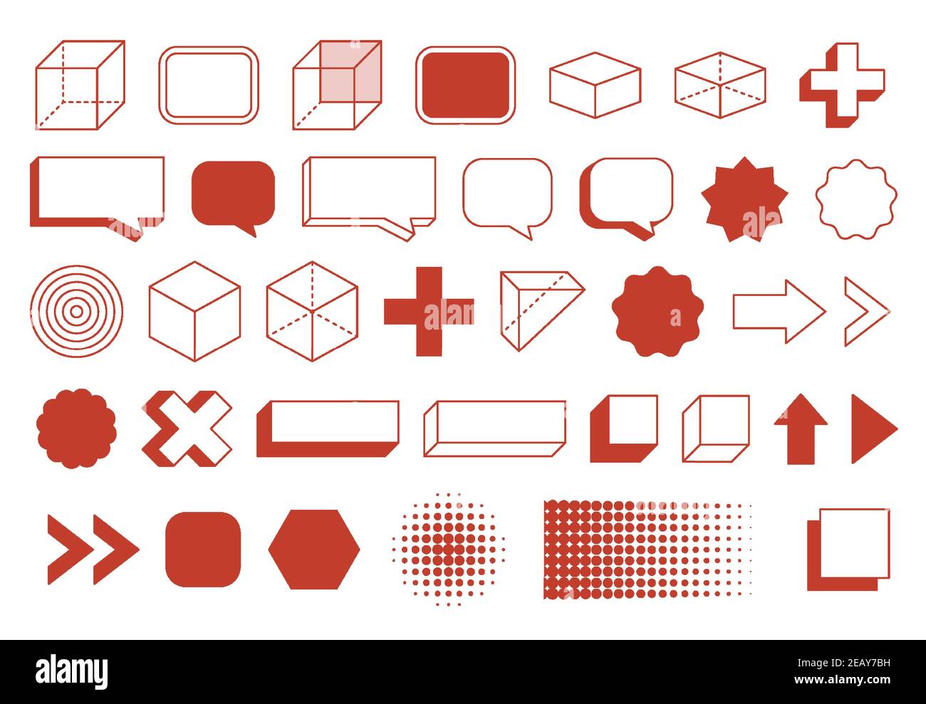 Retro design element geometric shapes set. Vintage design with line and abstract shape Stock ...