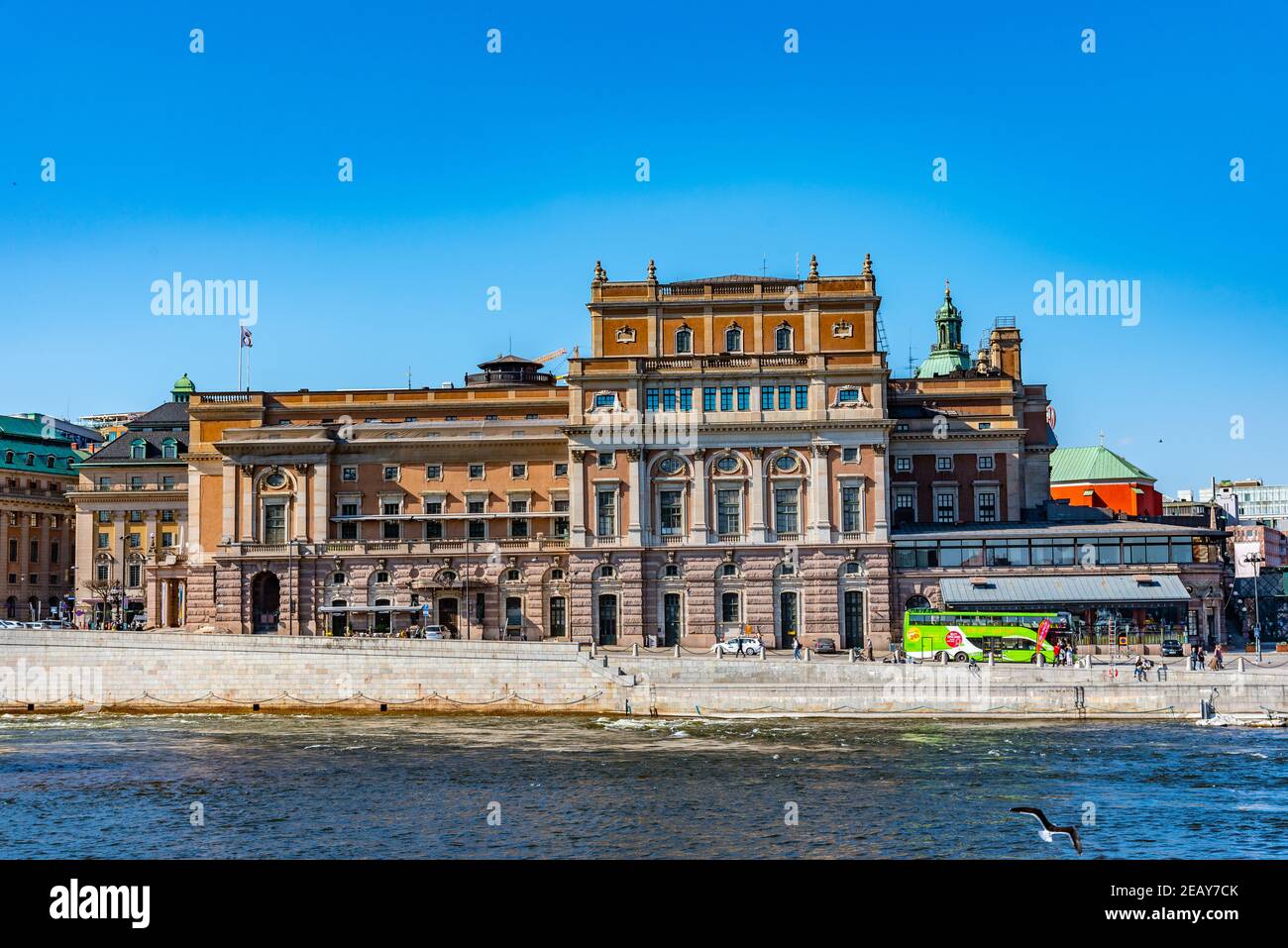 STOCKHOLM, SWEDEN, APRIL 20, 2019: People are passing the Swedish royal ...