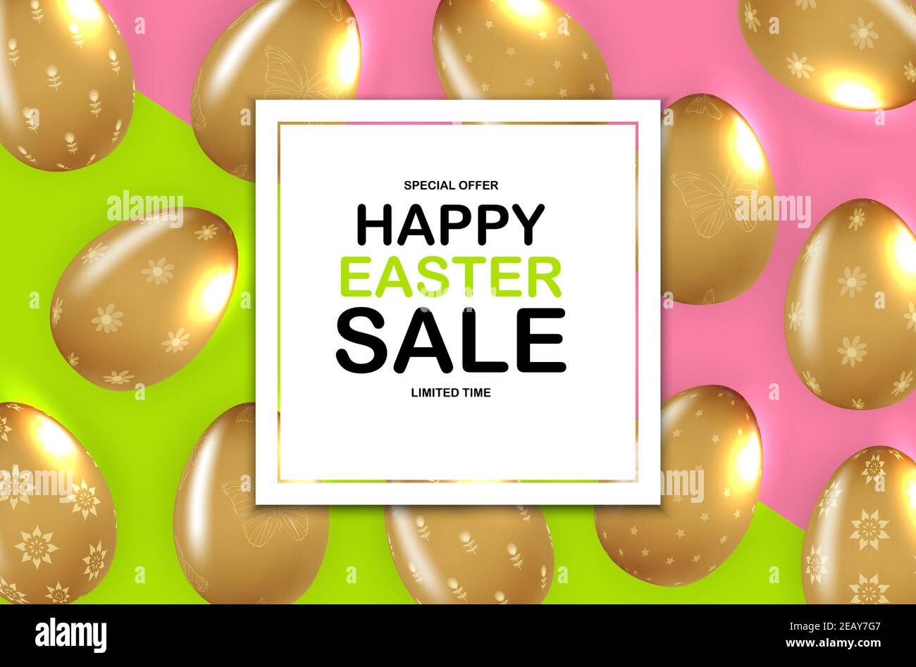 Happy Easter sale poster template with 3d realistic Easter eggs ...
