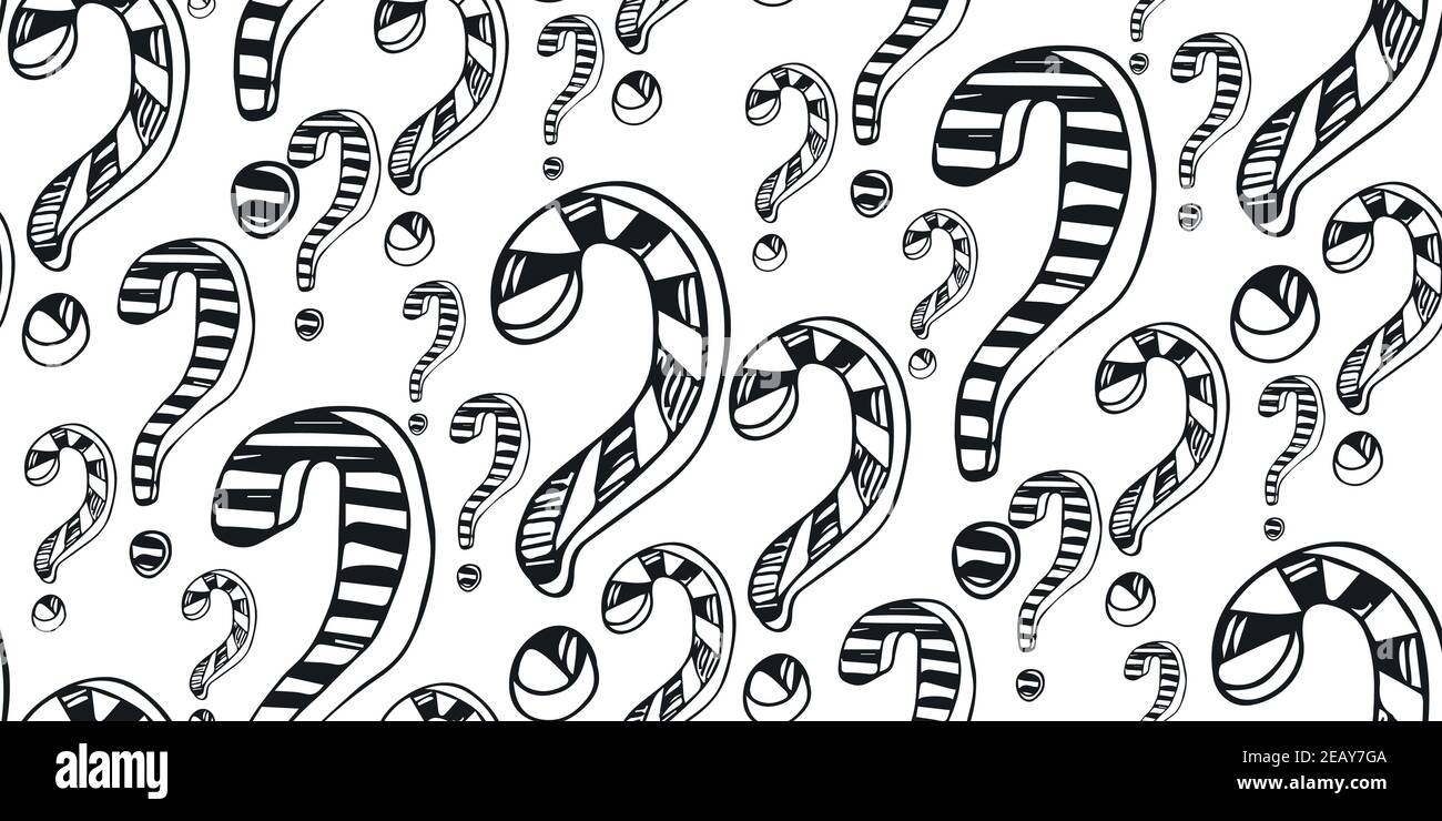 Question Marks Vector Seamless Pattern Hand Drawn Doodle Question Mark