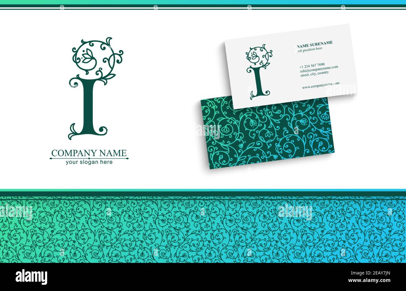 Letter I logo template. Monnogram, delicate floral design. Personal ...