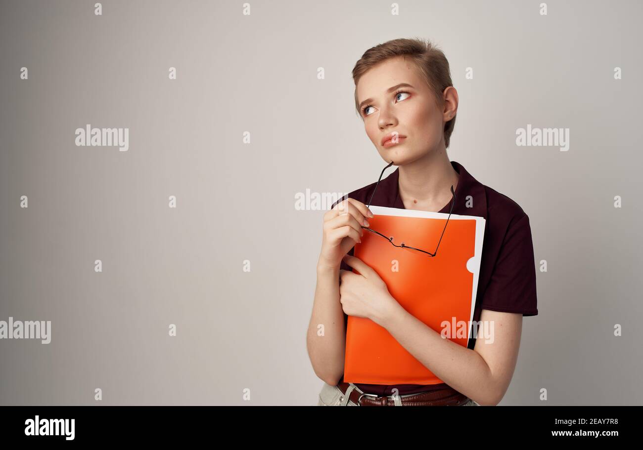Business woman documents secretary work lifestyle official Stock Photo ...