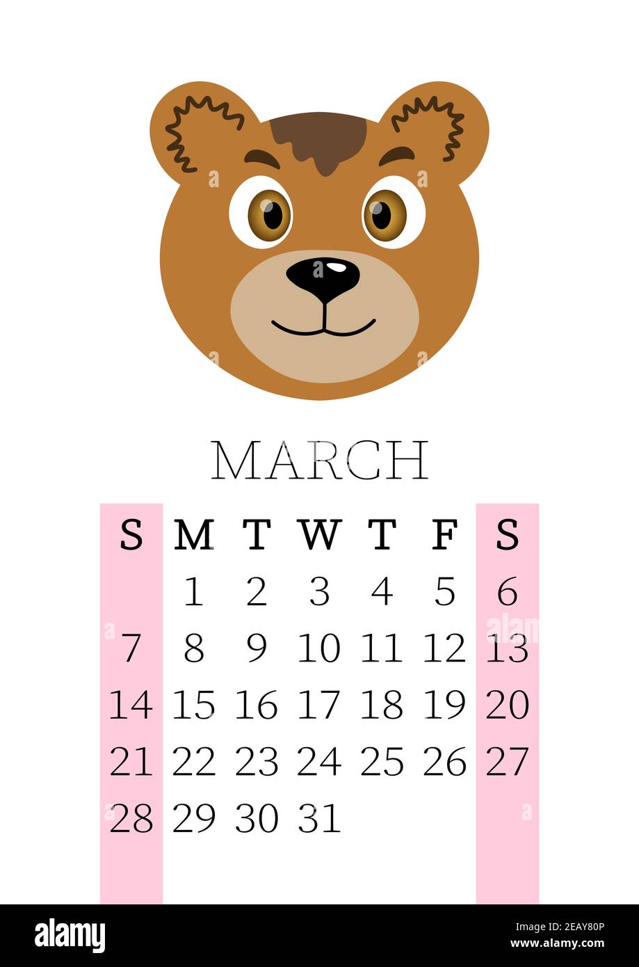 Calendar 2021. Monthly calendar for March 2021 from Sunday to Saturday ...