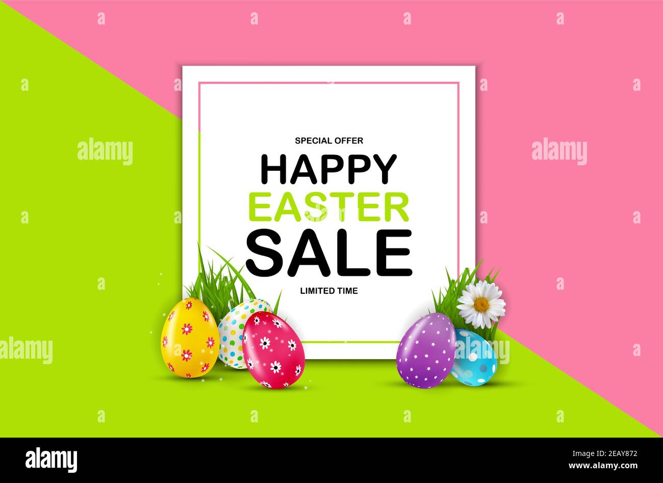 Happy Easter sale poster template with 3d realistic Easter eggs ...
